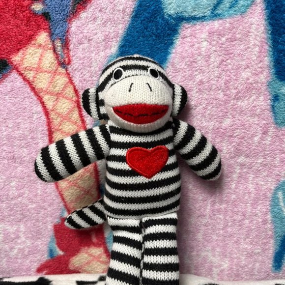 MONKEY | Toys | Dan Dee Sock Monkey Plush Black White Striped Wred ...